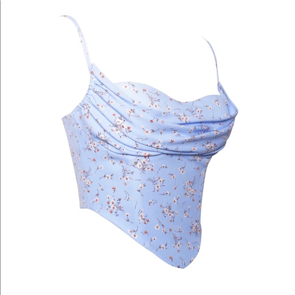 Miss Circle | Tops | Nora Light Blue Flora Corset Top | Poshmark